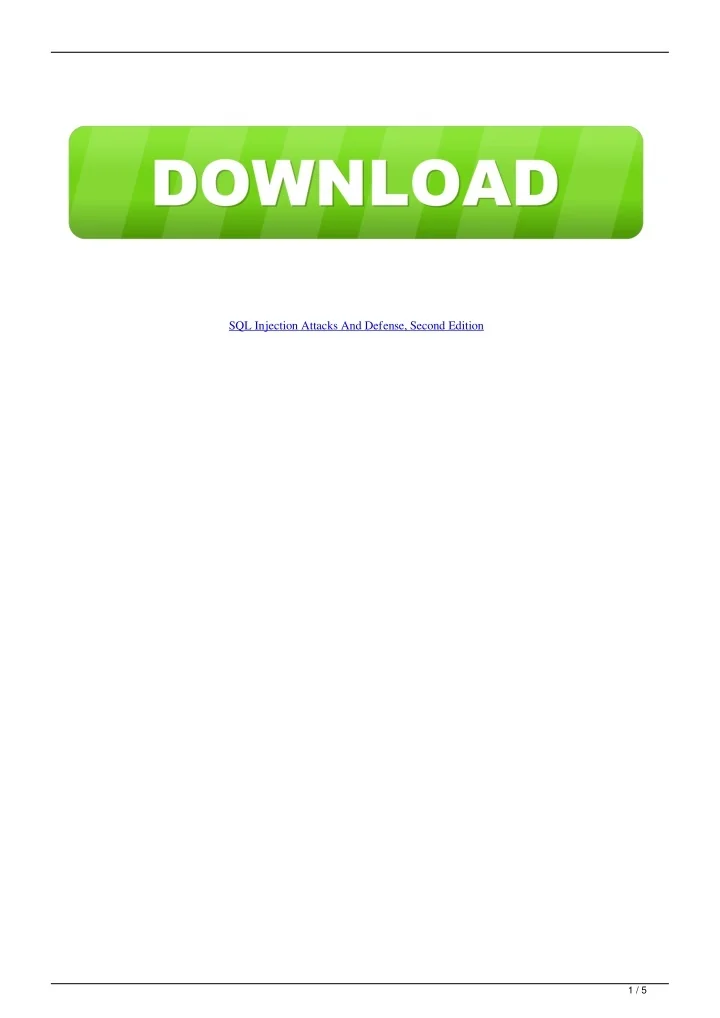 PPT - SQL Injection Attacks And Defense, Second Edition PowerPoint ...