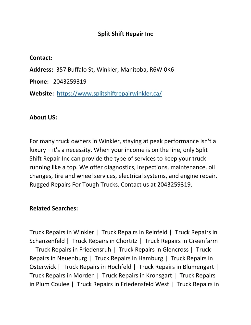 PPT - Split Shift Repair Inc PowerPoint Presentation, free download ...
