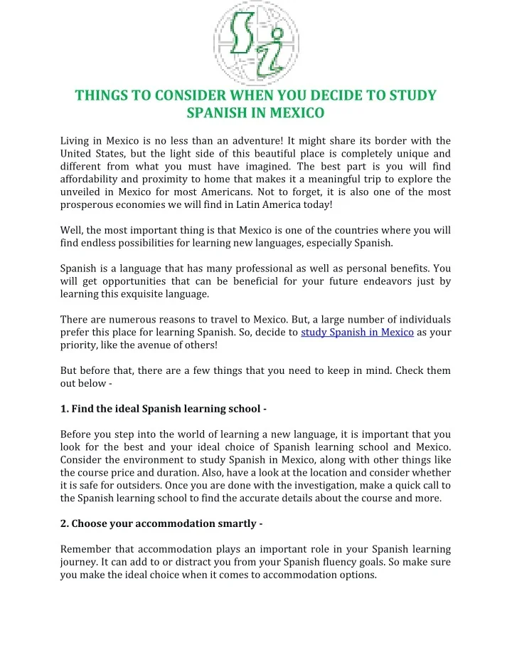 PPT - Things to Consider When You Decide to Study Spanish in Mexico ...