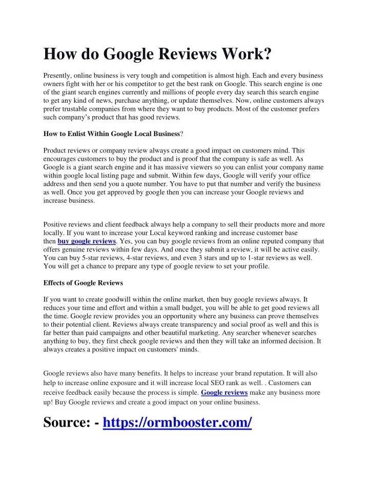 PPT - How do Google Reviews Work PowerPoint Presentation, free download ...