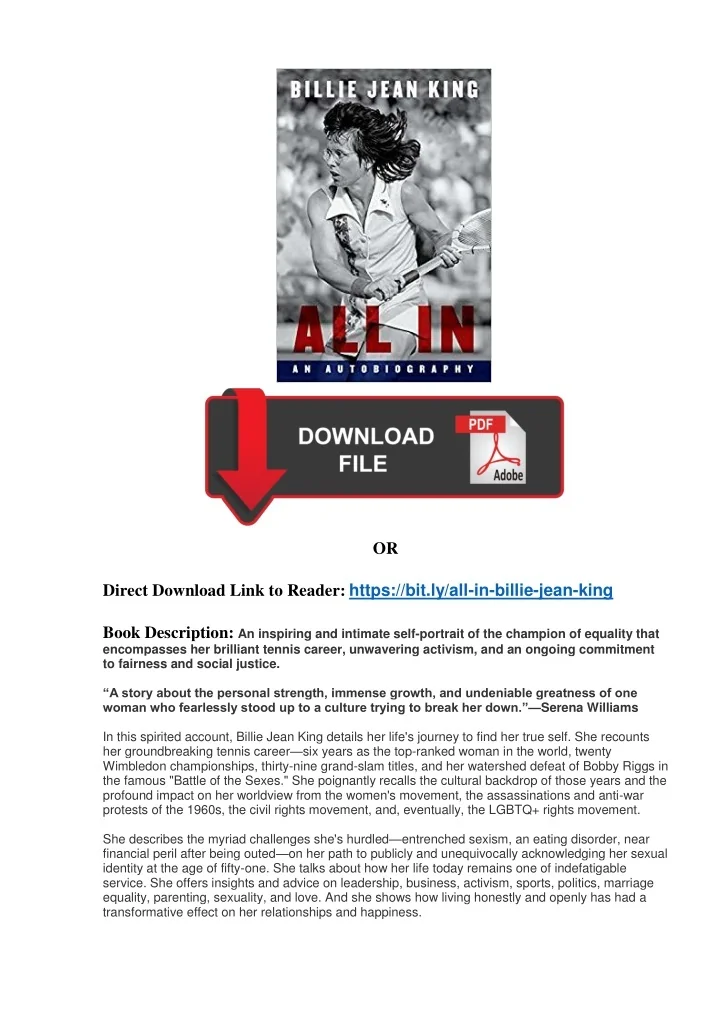 PPT - [PDF] Free Download All In: An Autobiography by Billie Jean King ...