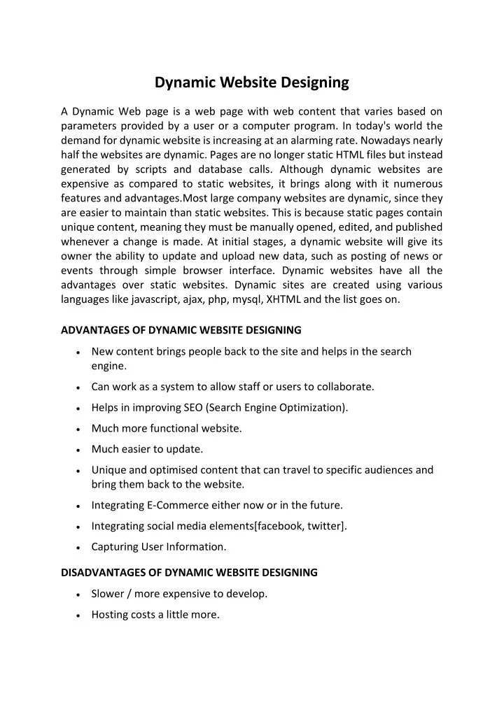 PPT - Dynamic Website Designing PowerPoint Presentation, free download ...