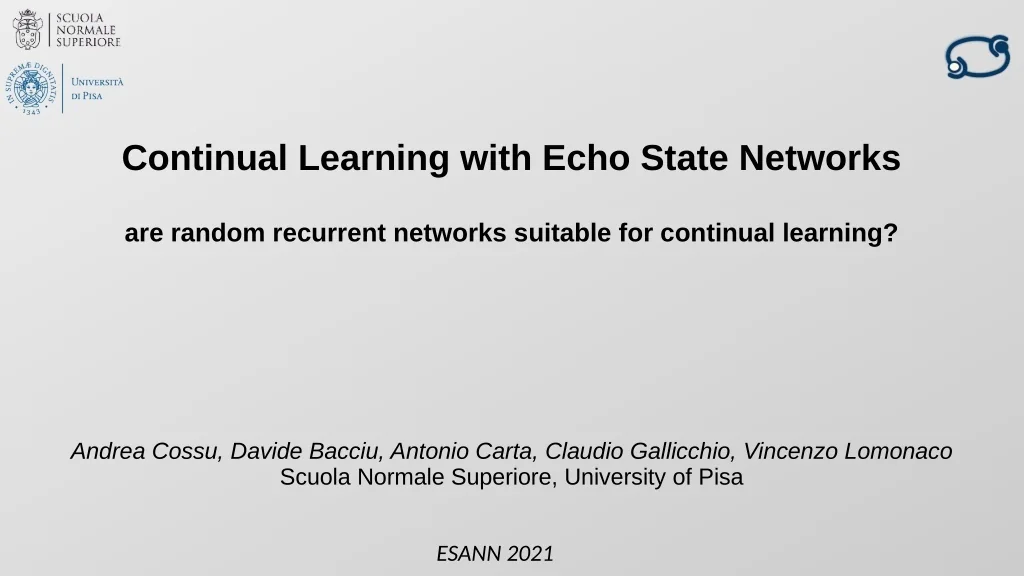 PPT - Continual Learning with Echo State Networks PowerPoint Presentation - ID:10781279