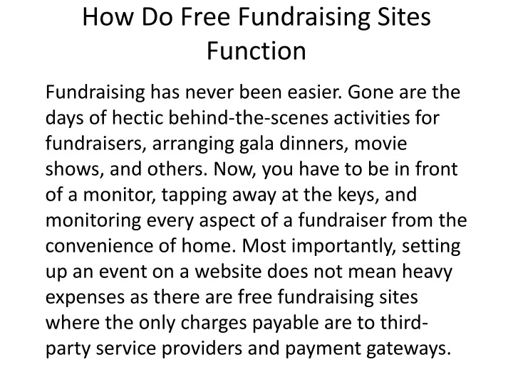 PPT - Free fundraising sites PowerPoint Presentation, free download ...