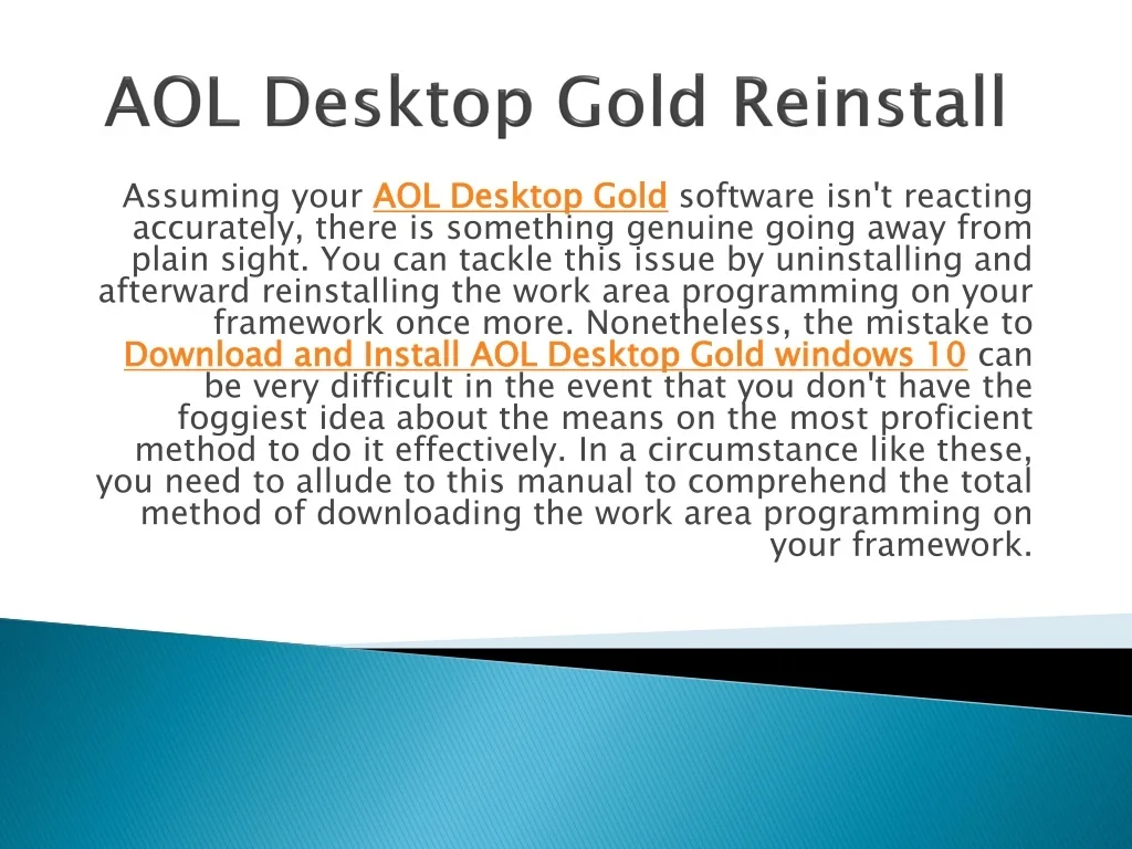 PPT - AOL Desktop Gold Reinstall PowerPoint Presentation, free download ...