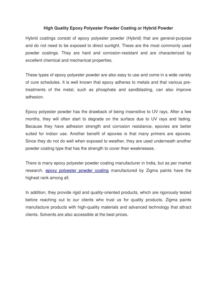 PPT - High Quality Epoxy Polyester Powder Coating or Hybrid Powder ...
