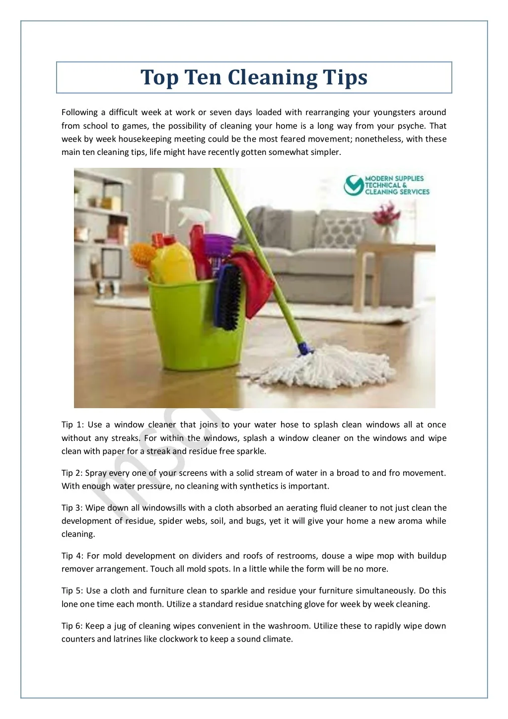 PPT - Top Ten Cleaning Tips PowerPoint Presentation, free download - ID ...