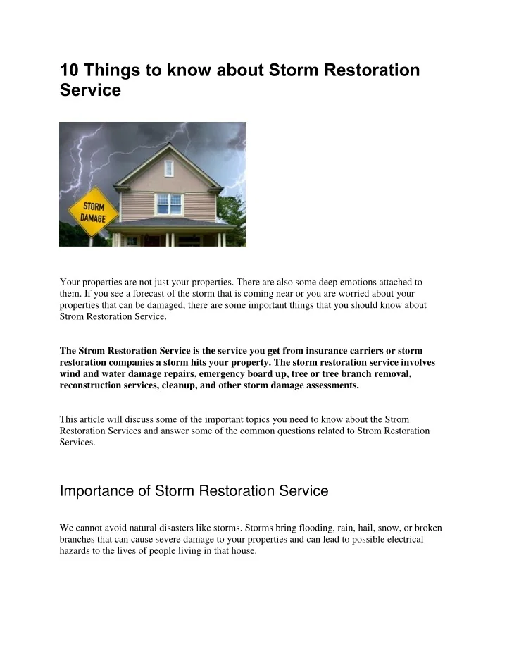 PPT - 10 Things to know about Storm Restoration Service PowerPoint ...