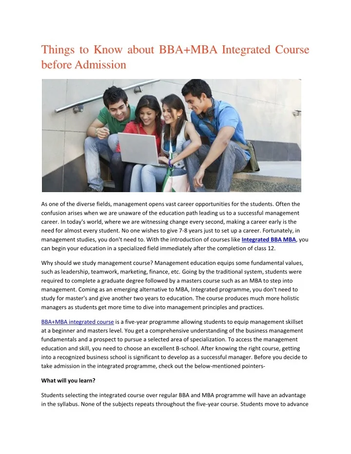 PPT - Things to Know about BBA MBA Integrated Course before Admission PowerPoint Presentation ...