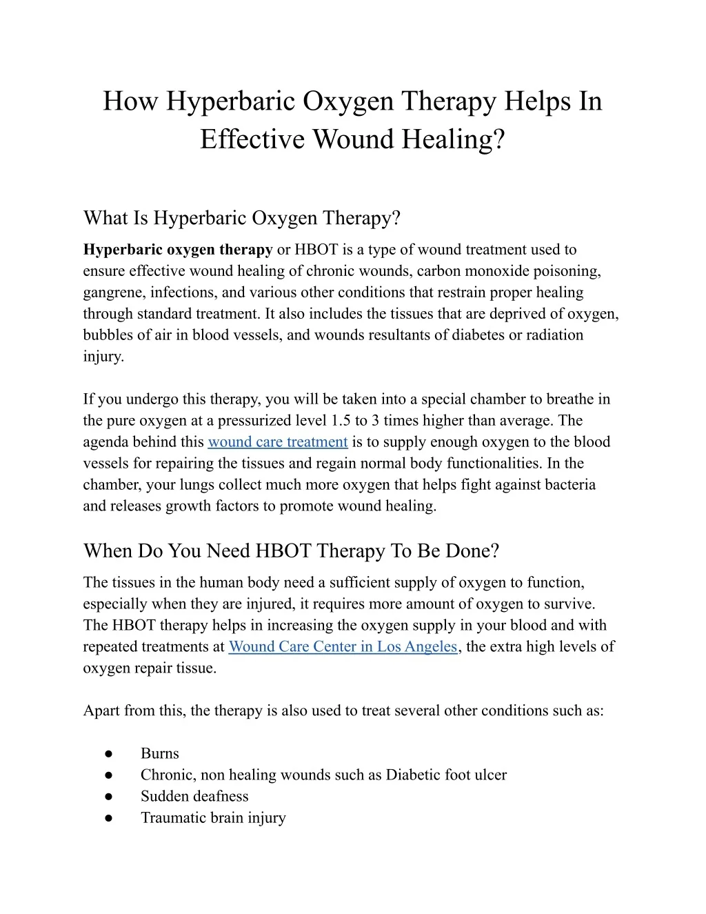 PPT - How Hyperbaric Oxygen Therapy Helps In Effective Wound Healing ...