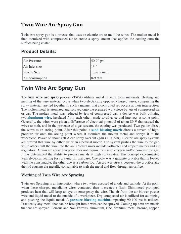 PPT - Twin Wire Arc Spray Gun | Twin Arc Spray Gun Manufacturer in ...