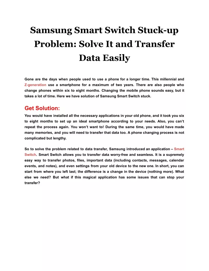 PPT - Samsung Smart Switch Stuck-up Problem_ Solve It and Transfer Data ... PPT - Samsung Smart Switch Stuck-up Problem_ Solve It and Transfer Data ...