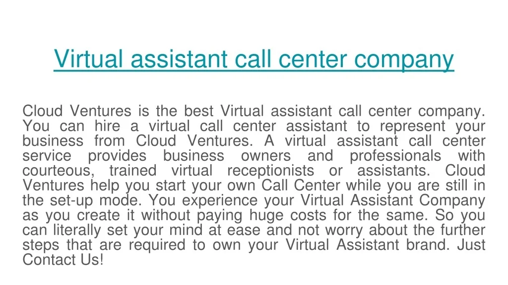 PPT - Virtual assistant call center company PowerPoint Presentation ...