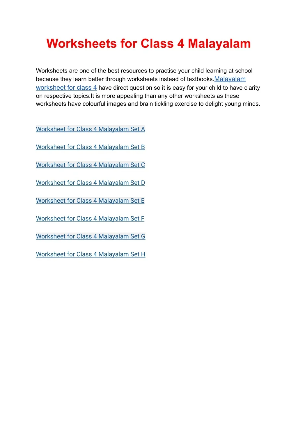 PPT - Malayalam Worksheets for Class 4 Free PDF Download PowerPoint ...