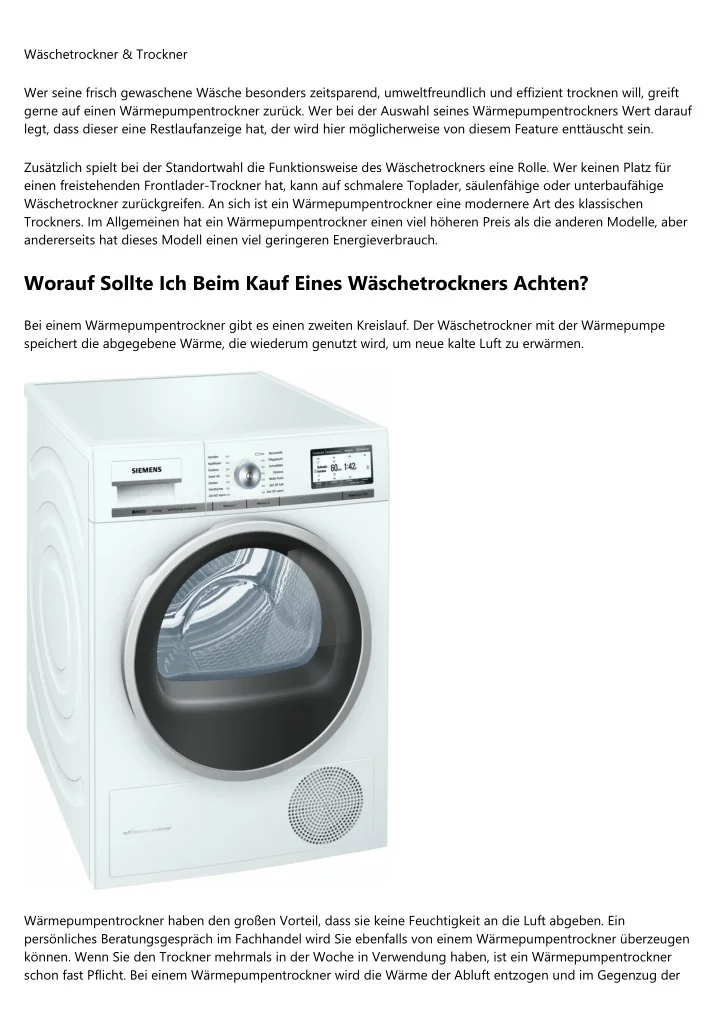 Kondenstrockner Energieeffizienzklasse A