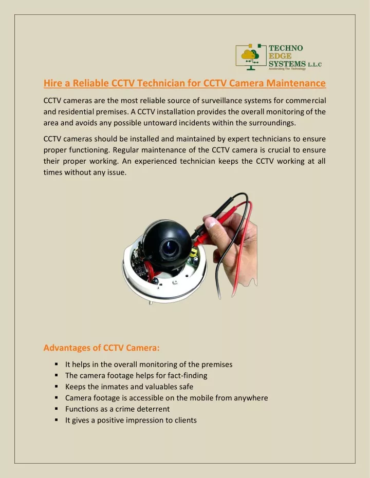 PPT - Hire a Reliable CCTV Technician for CCTV Camera Maintenance ... PPT - Hire a Reliable CCTV Technician for CCTV Camera Maintenance ...