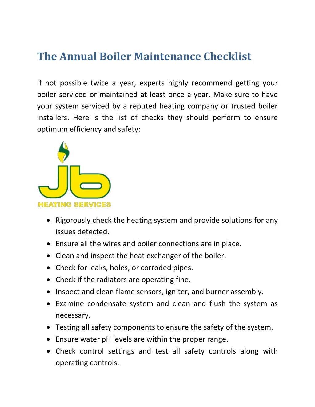 PPT - The Annual Boiler Maintenance Checklist PowerPoint Presentation ...