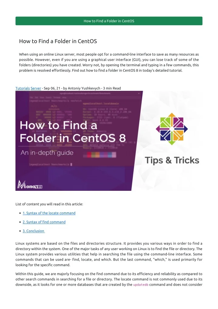 PPT How to find folder in centos PowerPoint Presentation Free 