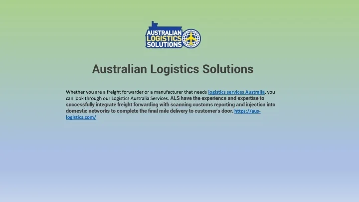 PPT - Best Logistics Services Companies In Australia PowerPoint ...