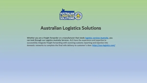 PPT - Best Logistics Services Companies In Australia PowerPoint ...