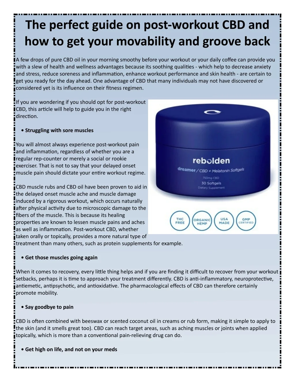 PPT - The perfect guide on post-workout CBD and how to get your ...