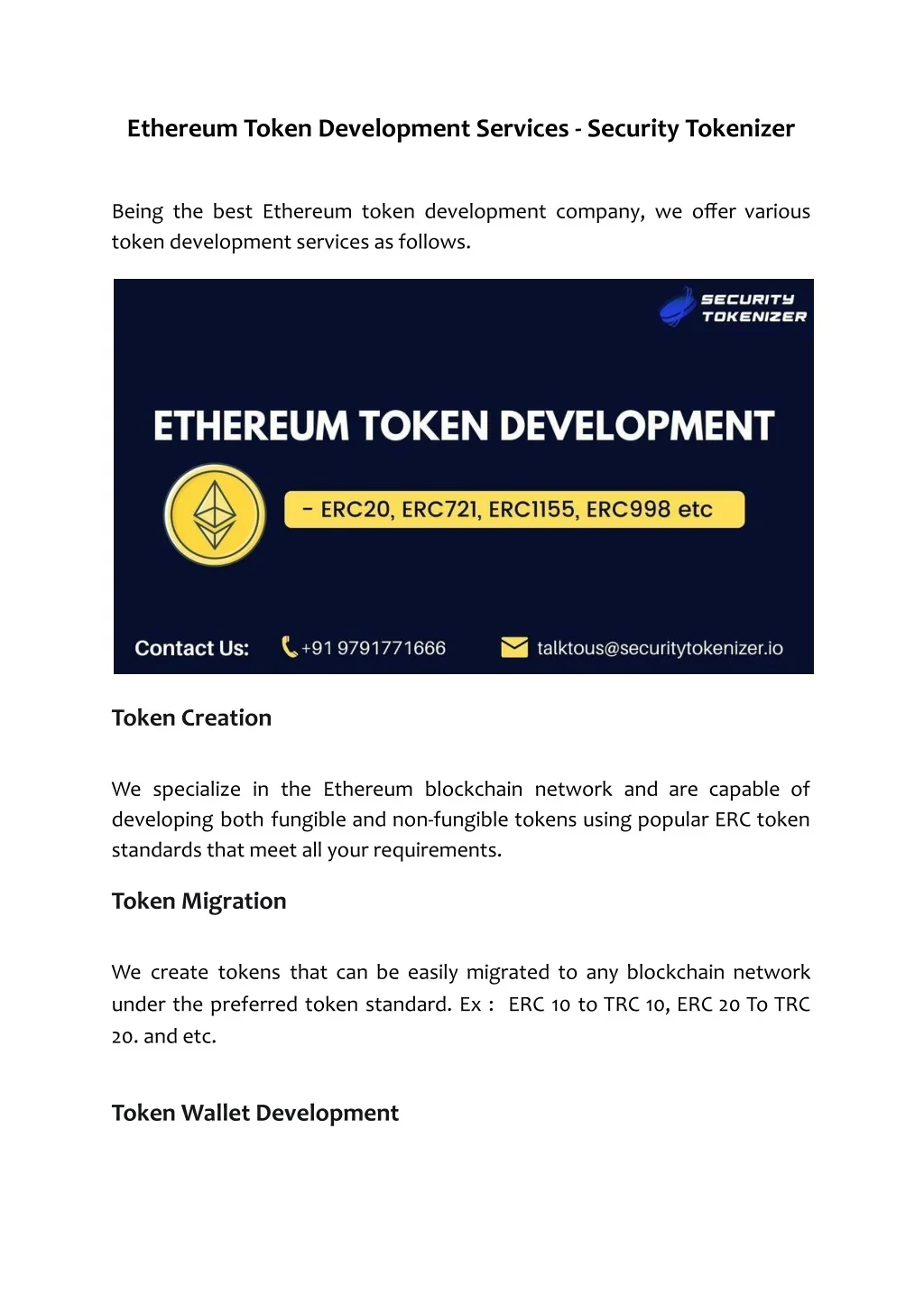 PPT - Ethereum Token Development Services - Security Tokenizer ...