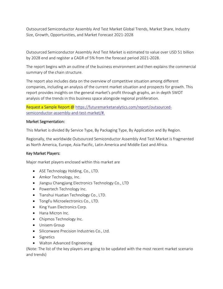 PPT - Outsourced Semiconductor Assembly And Test Market Global Trends ...
