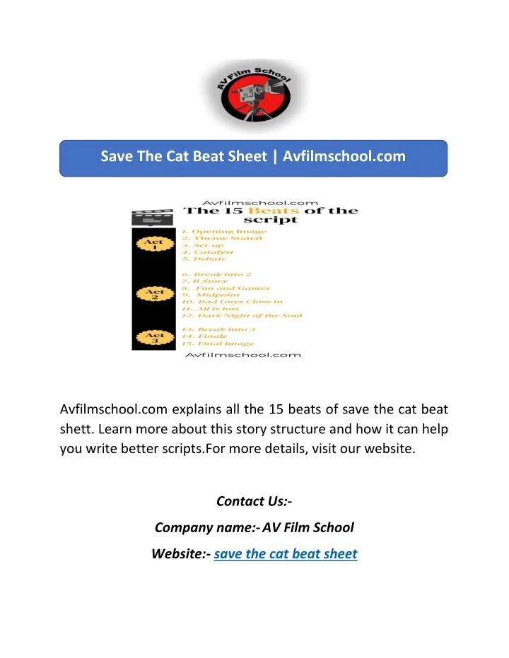 PPT - Save The Cat Beat Sheet | Avfilmschool.com PowerPoint ...