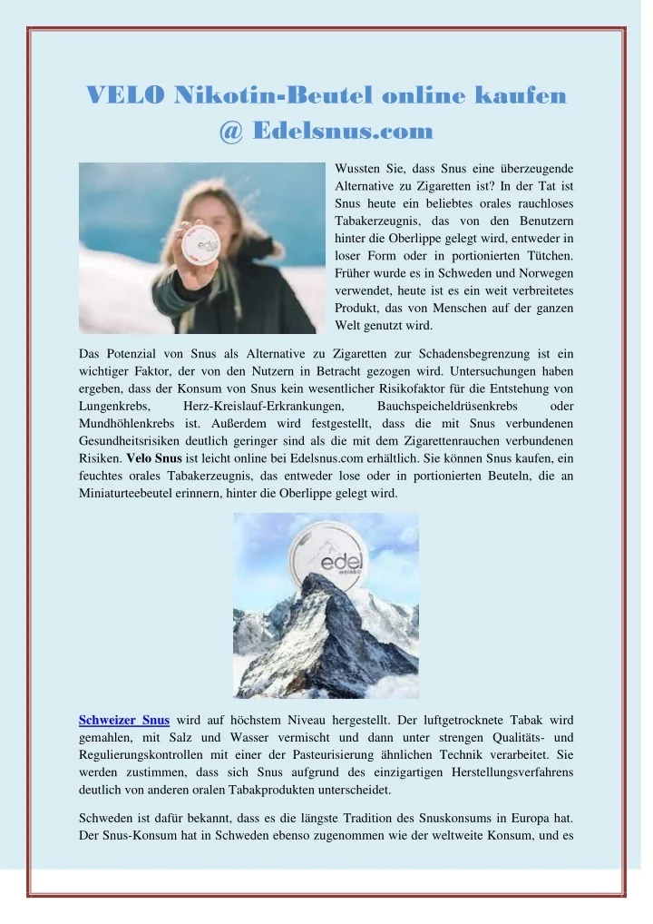 PPT - VELO Nikotin-Beutel online kaufen @ Edelsnus.com PowerPoint ...
