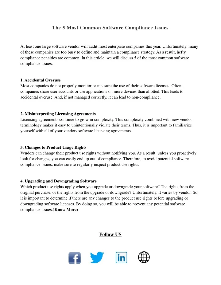 PPT - The 5 Most Common Software Compliance Issues -Subscribeit.com ...