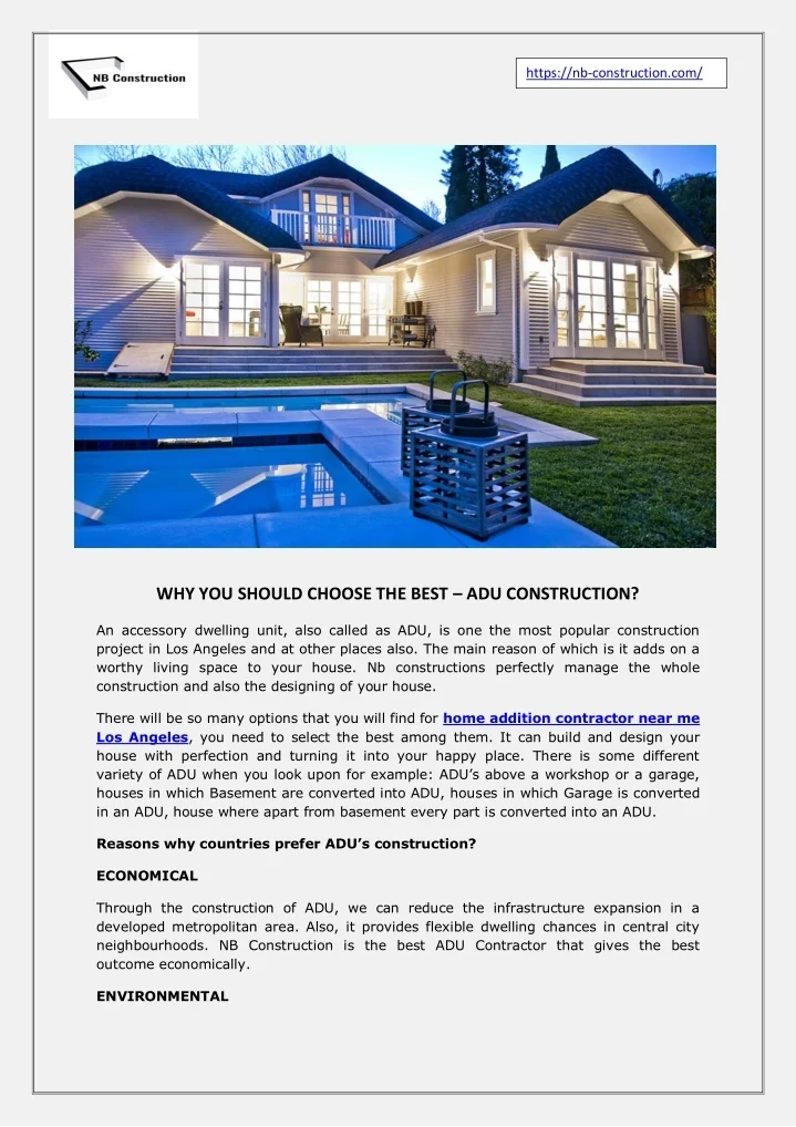 PPT - Room Additions Los Angeles Contractor - NB Construction PowerPoint Presentation - ID:10889174