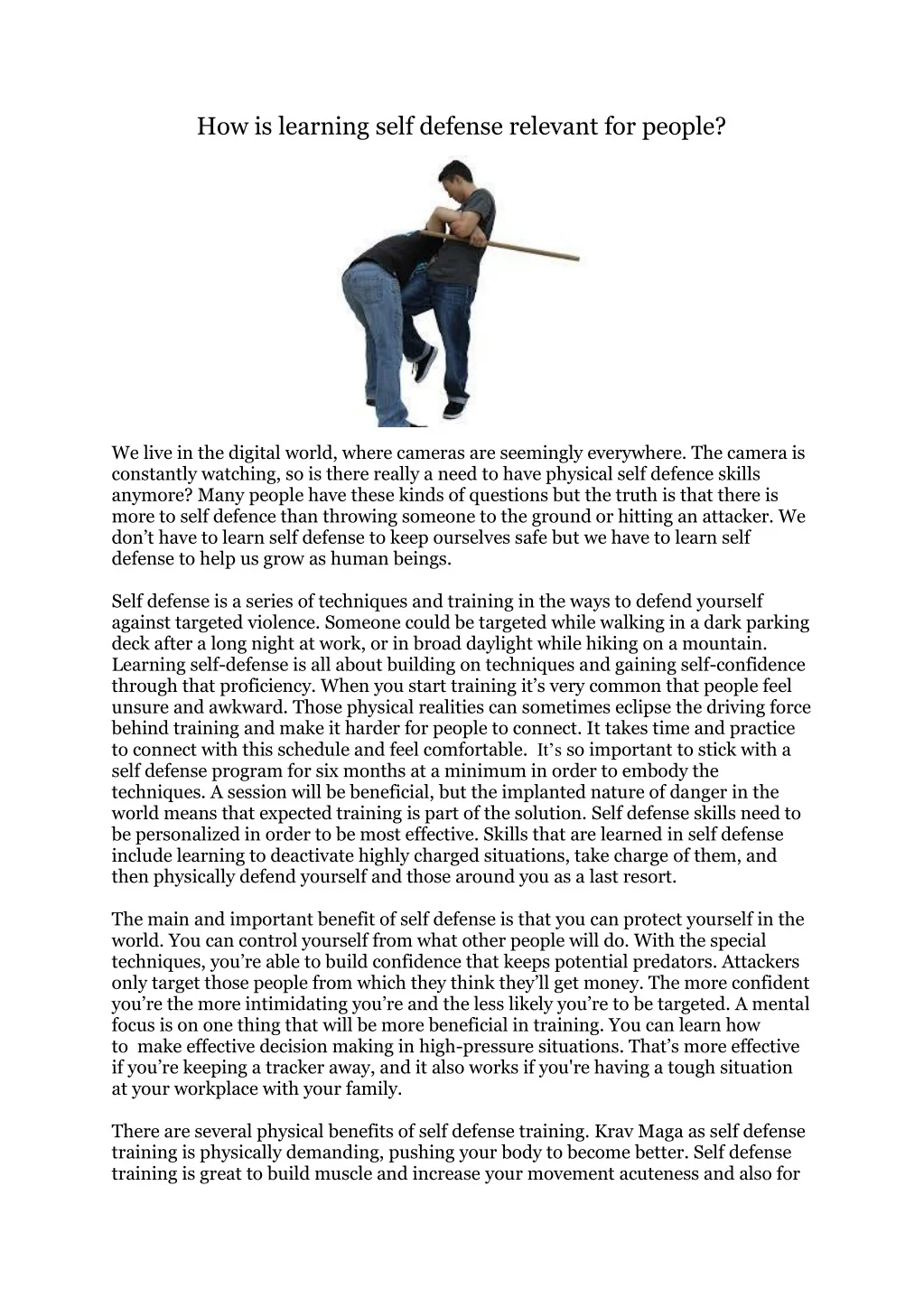 PPT - How is learning self defense relevant for people PowerPoint ...