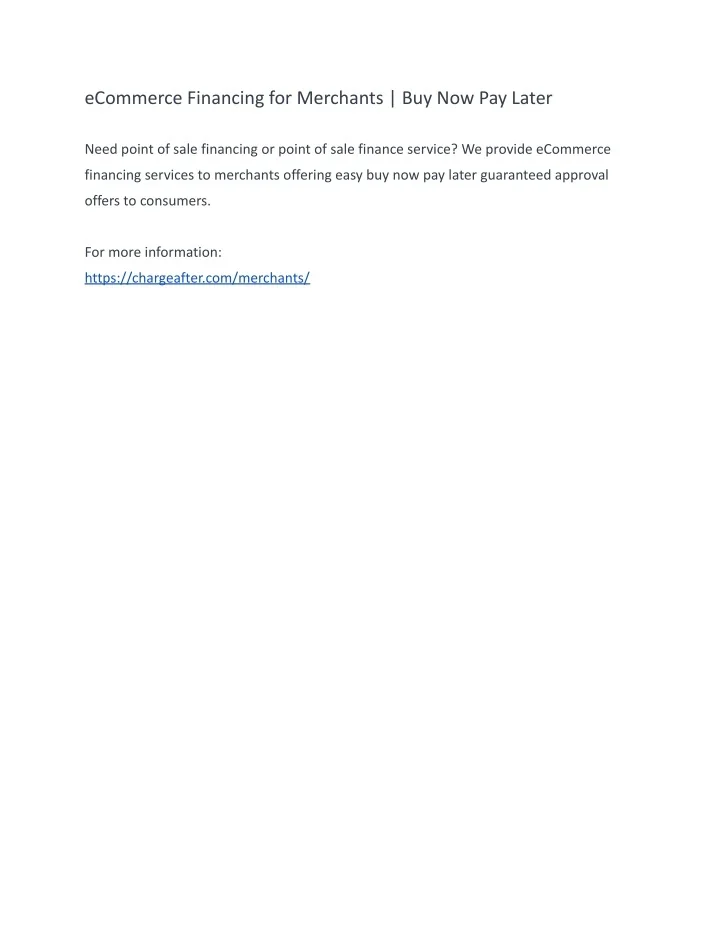 PPT - eCommerce Financing for Merchants | Buy Now Pay Later PowerPoint ...
