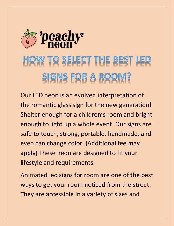 PPT - Best LED Signs for Room | Peachy Neon PowerPoint Presentation ...
