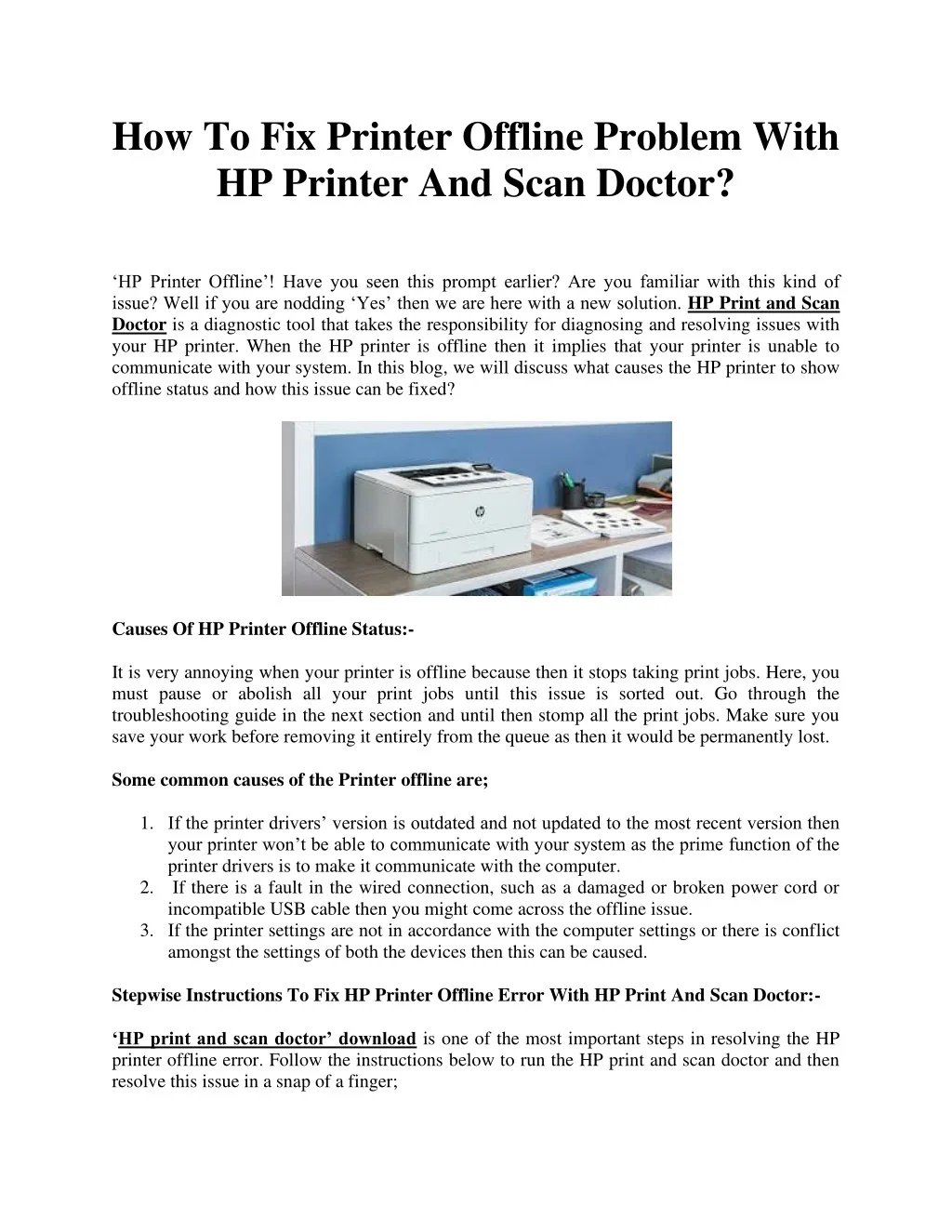 PPT - How To Fix Printer Offline Problem With HP Printer And Scan ...