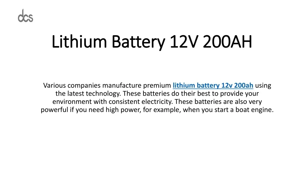 PPT - lithium battery 12v 200ah PowerPoint Presentation, free download ...