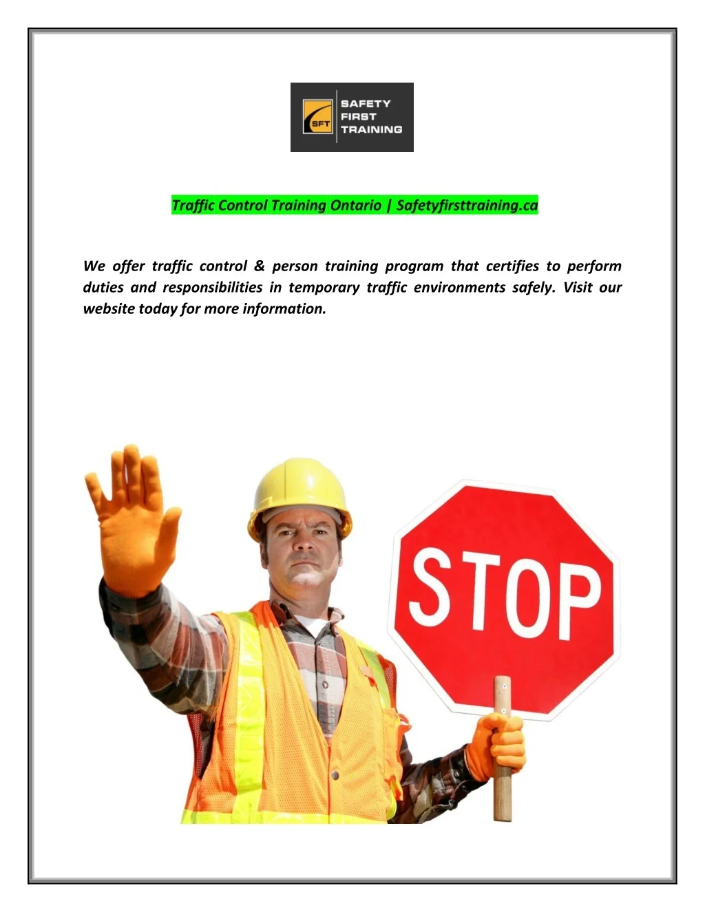 PPT - Traffic Control Training Ontario | Safetyfirsttraining.ca ...