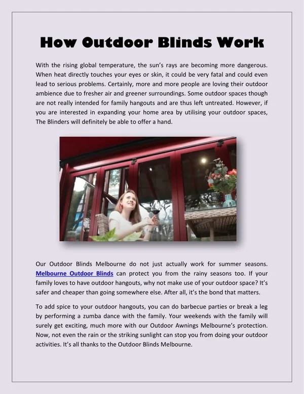 PPT - How Outdoor Blinds Work PowerPoint Presentation, free download ...