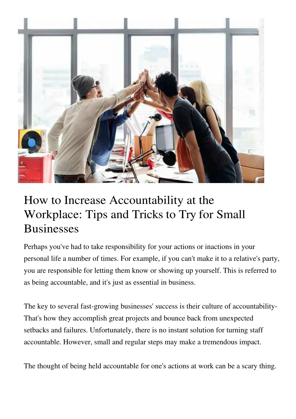 PPT - How to Increase Accountability at the Workplace: Tips for Small ...