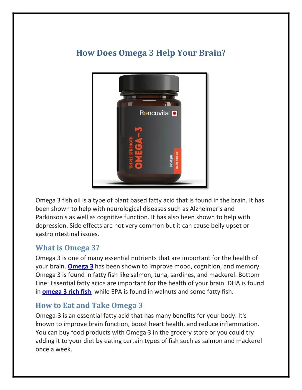 PPT - How Does Omega 3 Help Your Brain PowerPoint Presentation, free ...