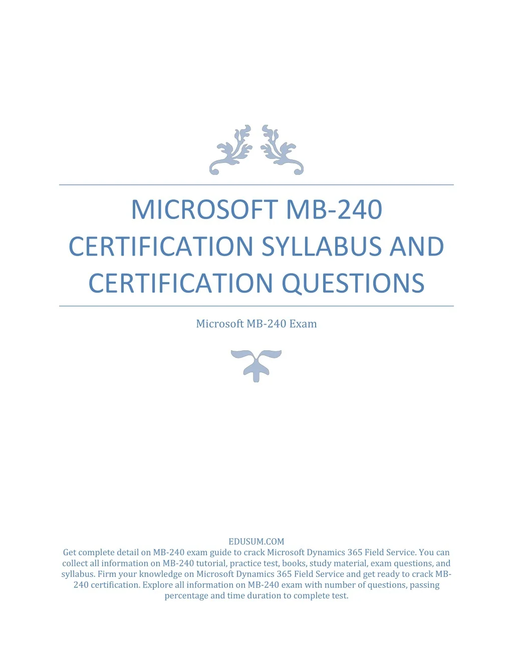 PPT - Microsoft MB-240 Certification Syllabus and Certification ...