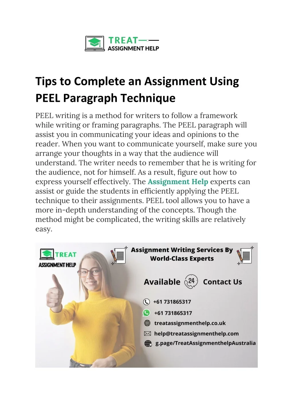PPT - Tips to Complete an Assignment Using PEEL Paragraph Technique ...