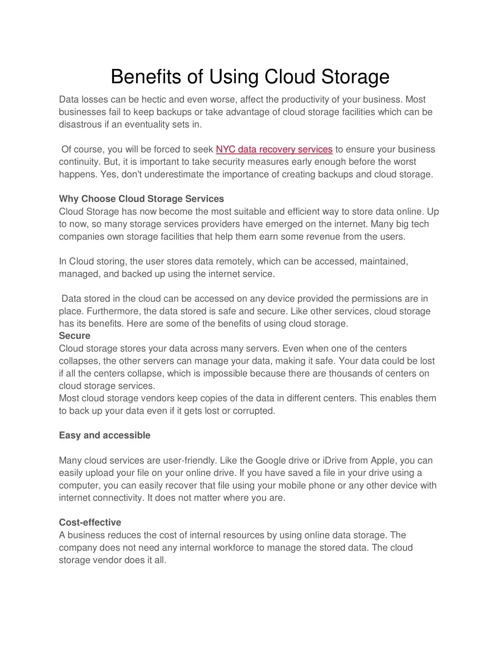 PPT - Benefits of Using Cloud Storage PowerPoint Presentation, free ...