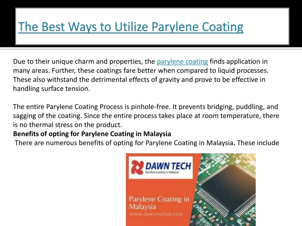 PPT - The Best Ways to Utilize Parylene Coating PowerPoint Presentation ...