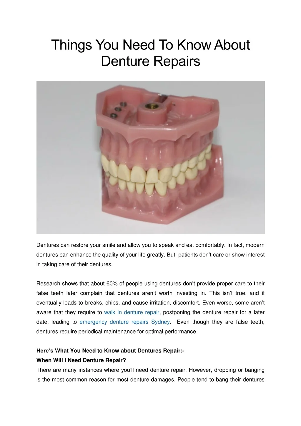 PPT - Things You Need To Know About Denture Repairs PowerPoint ...