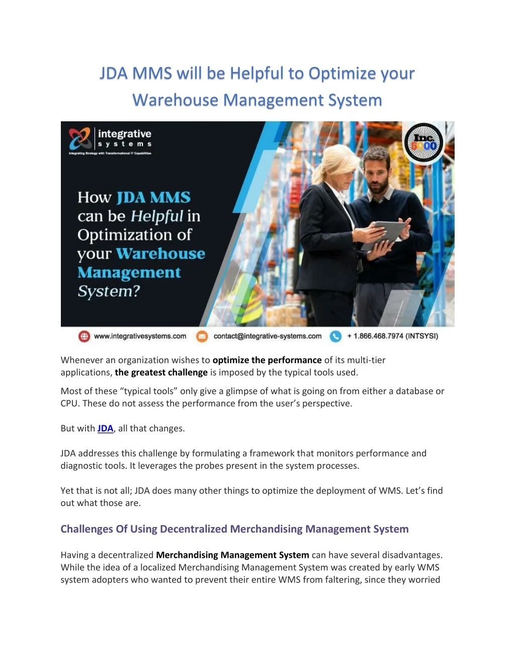 PPT - JDA MMS will be Helpful to Optimize your Warehouse Management ...