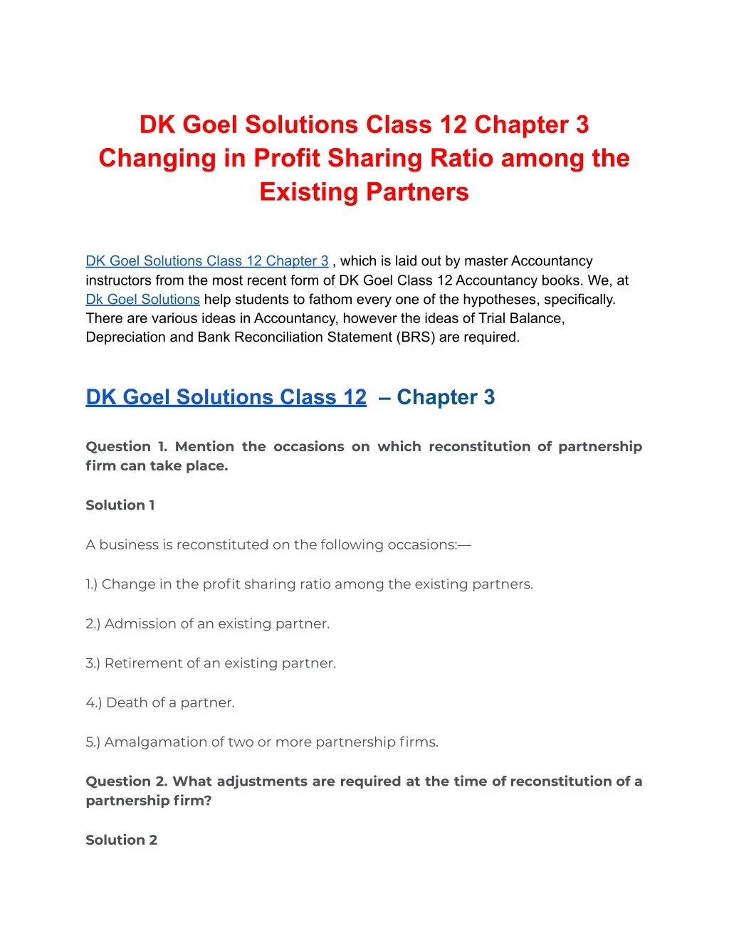 PPT - DK Goel Solutions Class 12 Chapter 3 as per latest DK Goel Book ...