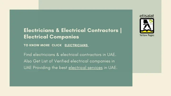 PPT - Electricians & Electrical Contractors | Electrical Companies ...
