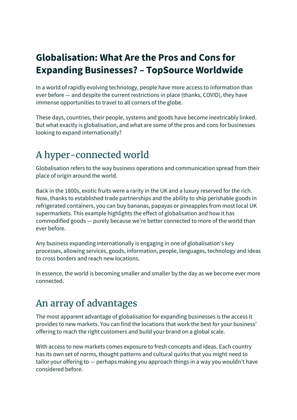 PPT - Globalisation What Are the Pros and Cons for Expanding Businesses ...