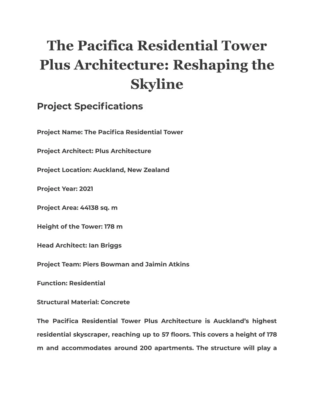 PPT - The Pacifica Residential Tower Plus Architecture: Reshaping the ...